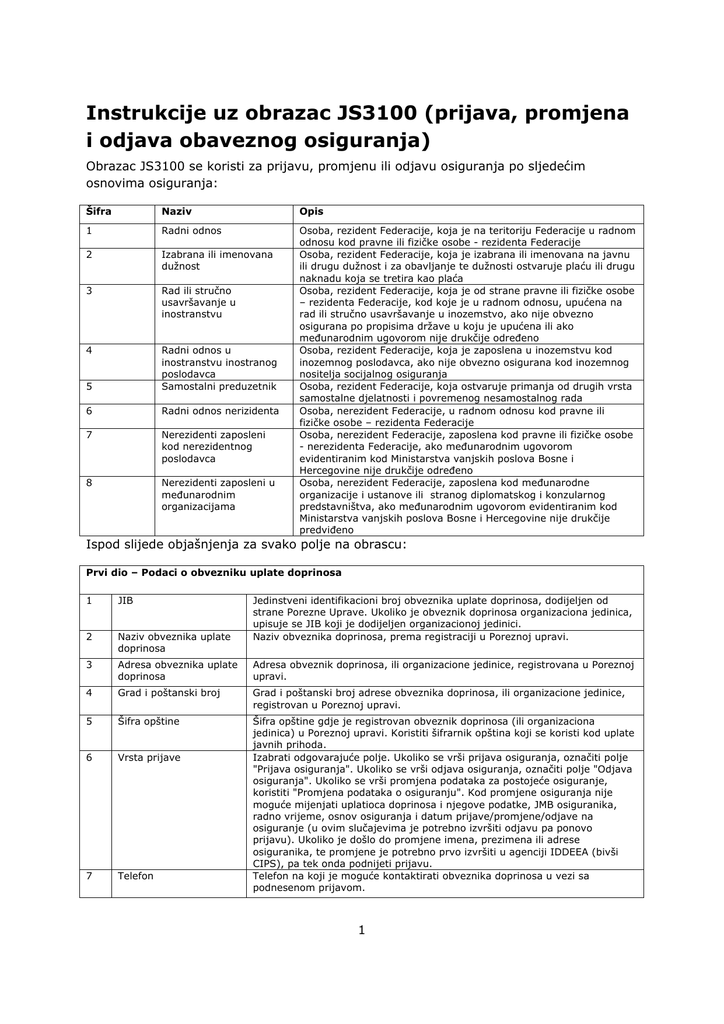 Js3100 Obrazac Registracija Obrta | Otvaranje Obrta | Obrt